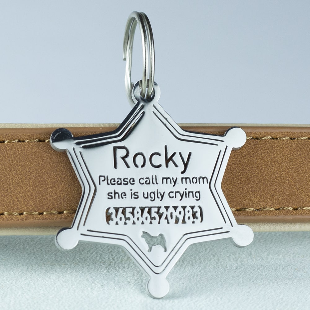 Police Star Badge Dog ID Tag - Taglec