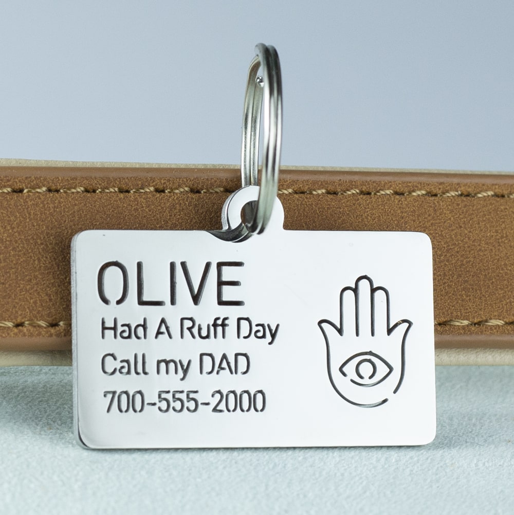 Hamsa Icon Rectangle Dog ID Tags: Protective and Stylish Tags for Pets ...
